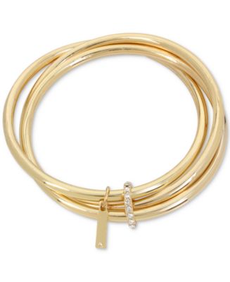 Kenneth Cole New York Gold-Tone 3-Pc. Set Crystal Charm Bangle ...