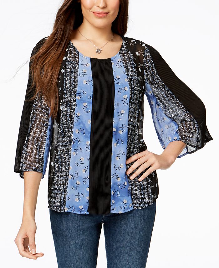 Style & Co Mixed-Print Top, Created for Macy's - Macy's