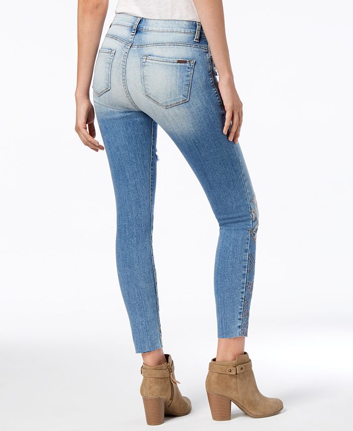 STS Blue Emma Mid Rise Raw-Hem Embroidered Skinny Jeans - Macy's
