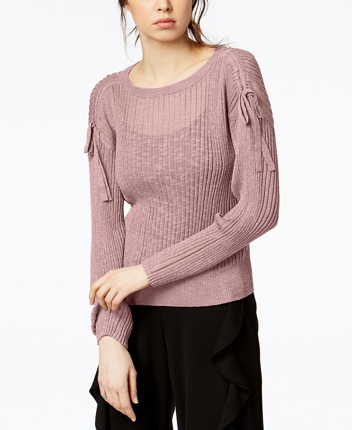 Bar III Ribbed Drawstring Sweater, Created for Macy's - Macy's
