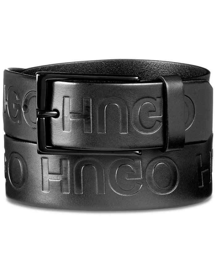 Hugo Boss Men's Giaci Embossed Logo Leather Belt - Macy's
