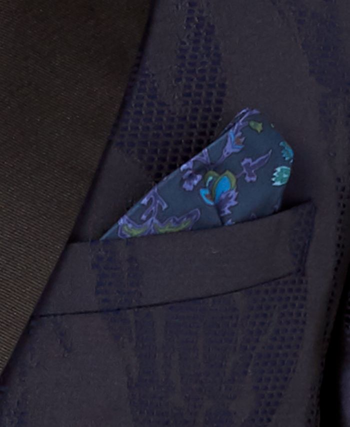 Tallia CLOSEOUT! Orange Men's Modern-Fit Navy Textured Floral Dinner ...