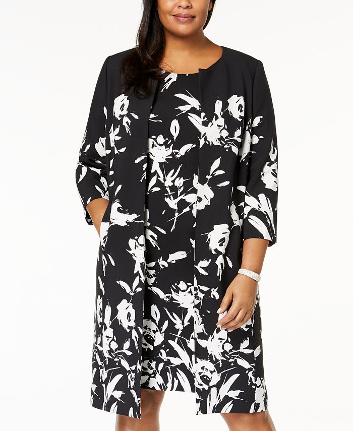 Kasper Plus Size Floral-Print Topper Jacket - Macy's