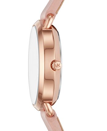 Michael Kors Women's Petite Portia Blush Leather Strap Watch 28mm - Macy's