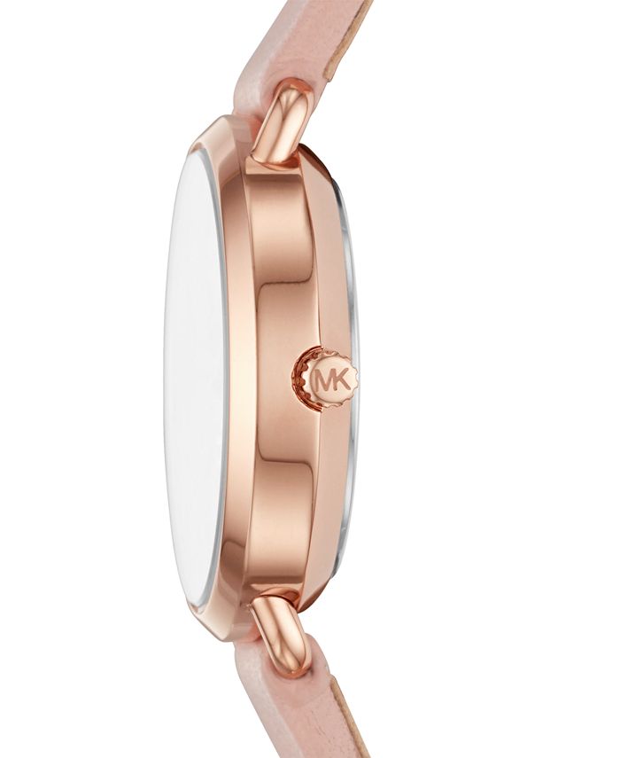 Michael Kors Women's Petite Portia Blush Leather Strap Watch 28mm - Macy's