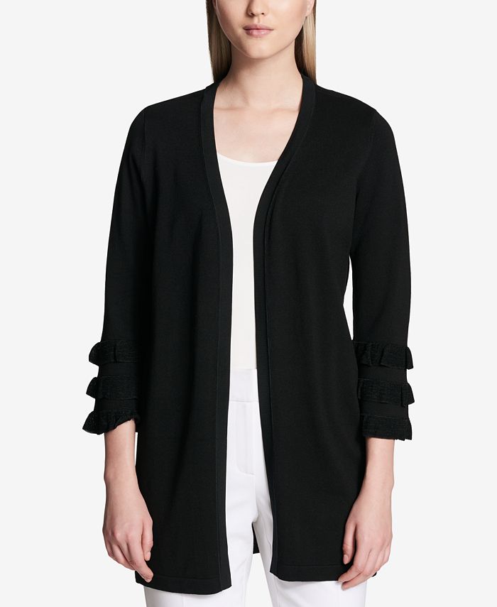 Calvin Klein Tiered-Sleeve Open-Front Cardigan - Macy's