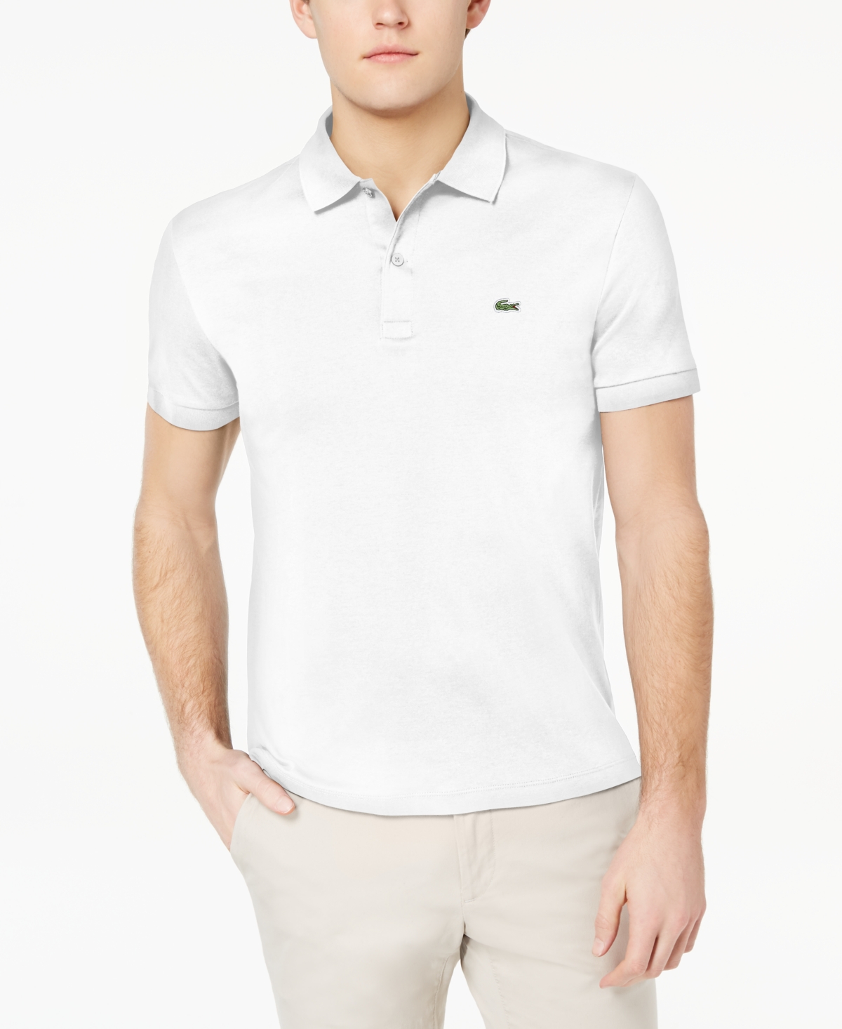 Mens Lacoste Regular Fit Soft Touch Short Sleeve Polo - 001 - White