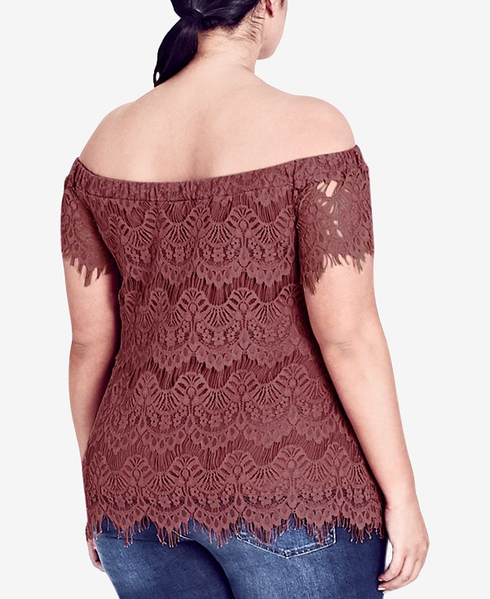City Chic Trendy Plus Size Off The Shoulder Lace Top Macys