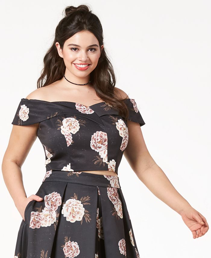 City Chic Trendy Plus Size Off The Shoulder Crop Top Macys