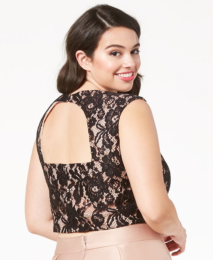 City Chic Trendy Plus Size Lace Crop Top - Macy's