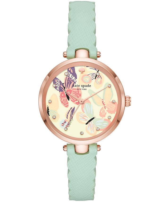 kate spade new york Women's Holland Mint Leather Strap Watch 34mm - Macy's