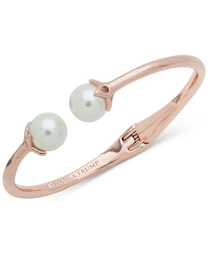 Ivanka Trump Rose Gold-Tone Imitation Pearl Hinged Cuff Bracelet - Macy's