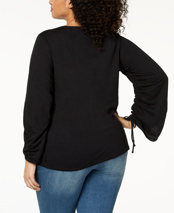 Style & Co Plus Size Drawstring Bell-Sleeve Top, Created for Macy's ...