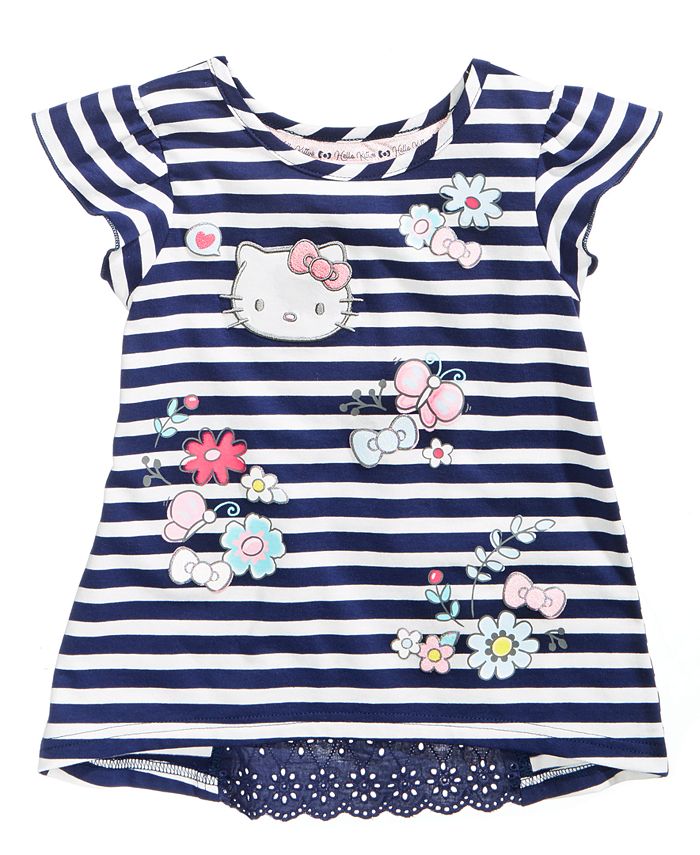 Hello Kitty Striped Printed Inset Top, Toddler Girls & Reviews - Shirts ...