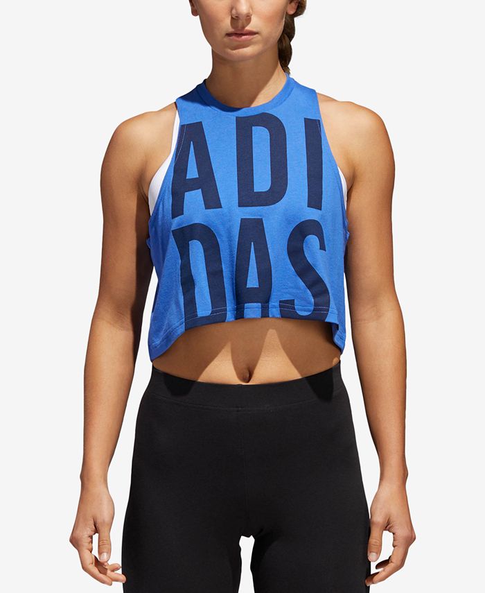 adidas Logo Racerback Cropped Tank Top - Macy's