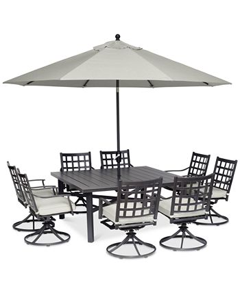 Agio Highland Aluminum Outdoor 9-Pc. Dining Set (64" Square Dining ...