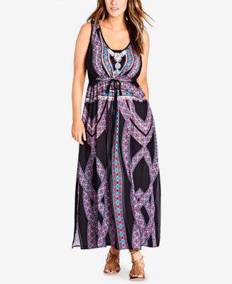 City Chic Trendy Plus Size Printed Maxi Dress - Macy's