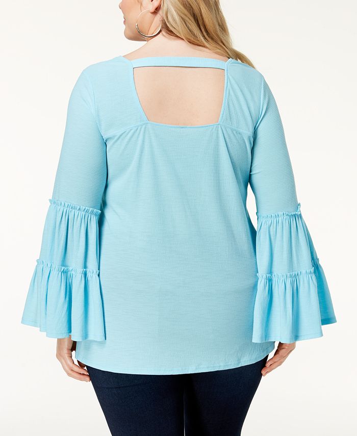 NY Collection Plus Size Ruffled-Sleeve Top - Macy's