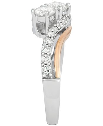 Two Souls, One Love® Diamond Two-Stone Two-Tone Engagement Ring (1 ct ...