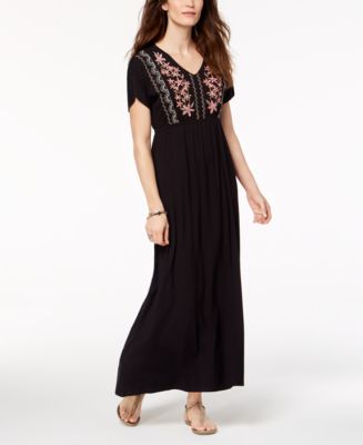 Style & Co Embroidered Maxi Dress, Created for Macy's - Macy's