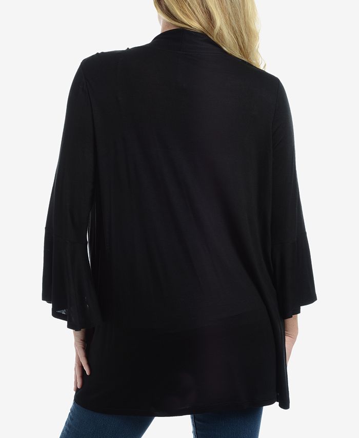NY Collection Bell-Sleeve Open-Front Cardigan - Macy's