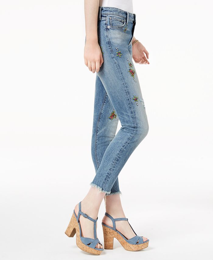Lucky Brand Ava Embroidered Skinny Cropped Jeans - Macy's