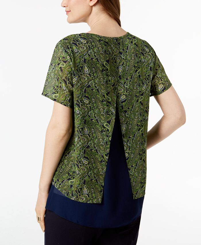 Michael Kors Layered Split-Back Top, Regular & Petite - Macy's