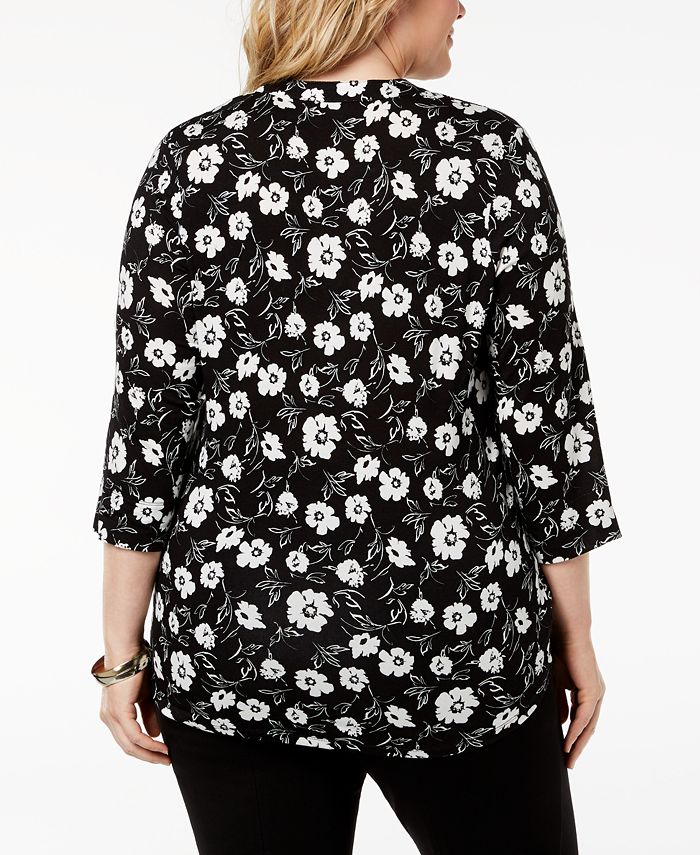 Calvin Klein Plus Size Zip-Front Shirt - Macy's