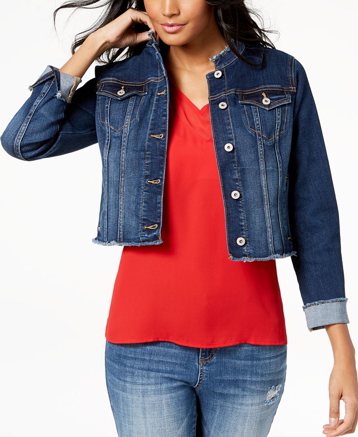 INC International Concepts I.N.C. Cropped Denim Jacket, Created for ...