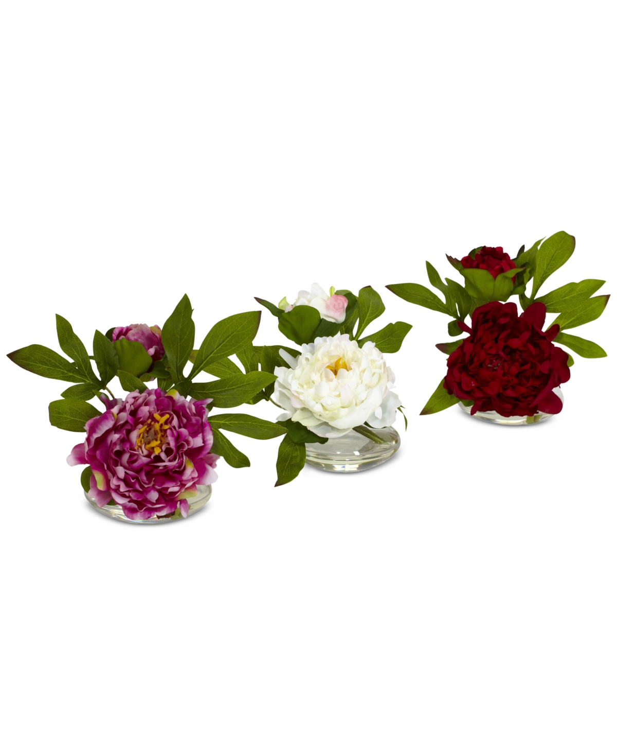 Click here for Nearly Natural 3-Pc. Peony Set with Glass Vases -... prices
