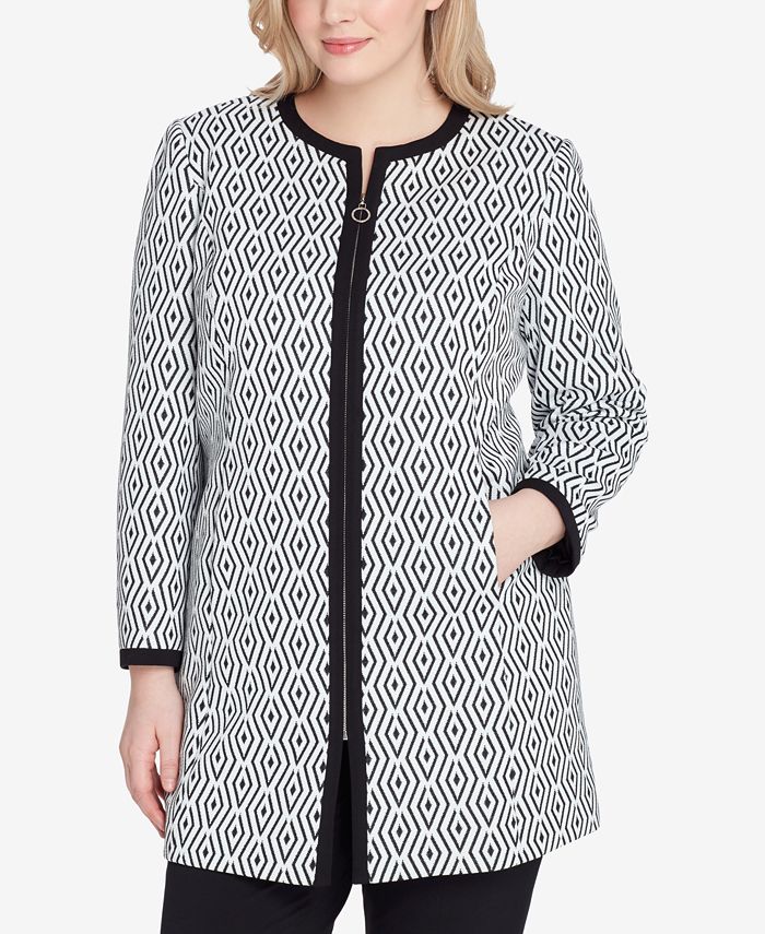 Tahari ASL Plus Size Jacquard Topper Jacket - Macy's