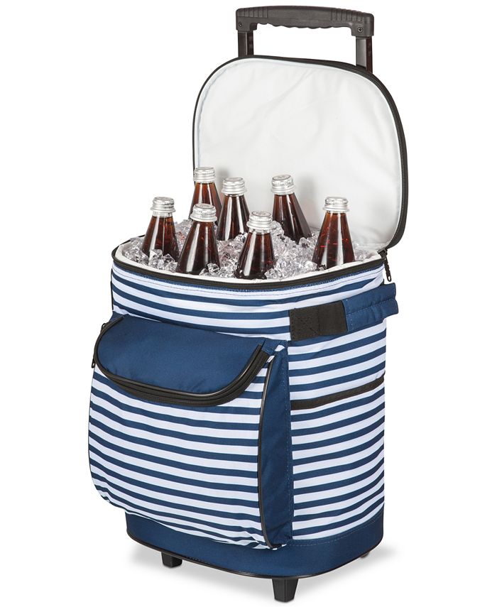 Oniva by Picnic Time Navy & White Striped Portable Cooler on Wheels ...