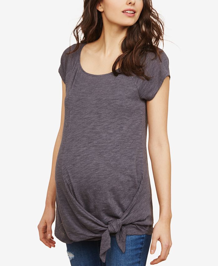 Motherhood Maternity Tie-Front T-Shirt - Macy's