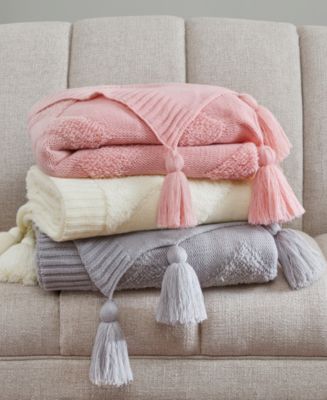 Madison Park Maya 50" x 60" Tufted-Chevron Throw - Macy's