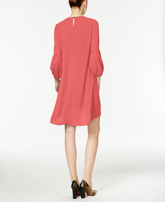 NY Collection Petite High-Low Keyhole Shift Dress with Necklace - Macy's