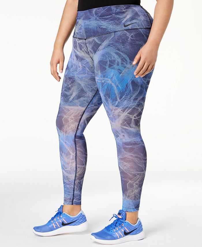 Nike Plus Size Power Printed Mesh High-Rise Compression Leggings - Macy's