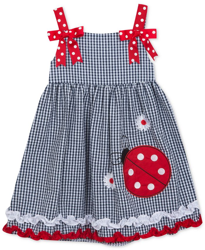 Rare Editions Ladybug Gingham Seersucker Dress, Toddler Girls - Macy's