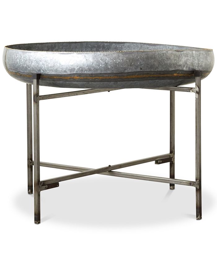 3R Studio Galvanized Metal Tray Table with Metal Stand - Macy's