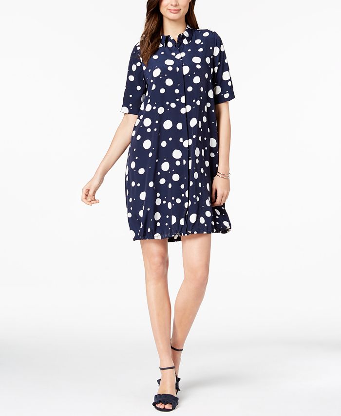Alfani Printed Bungee-Hem Shirtress, Created for Macy's - Macy's