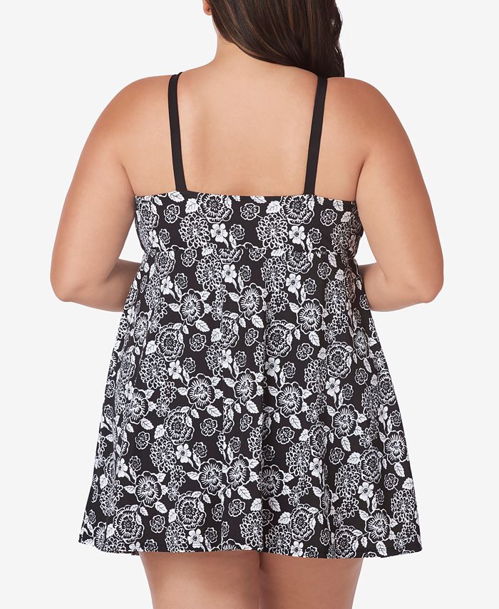 Swim Solutions Plus Size Tummy Control High Neck Swimdress Created For