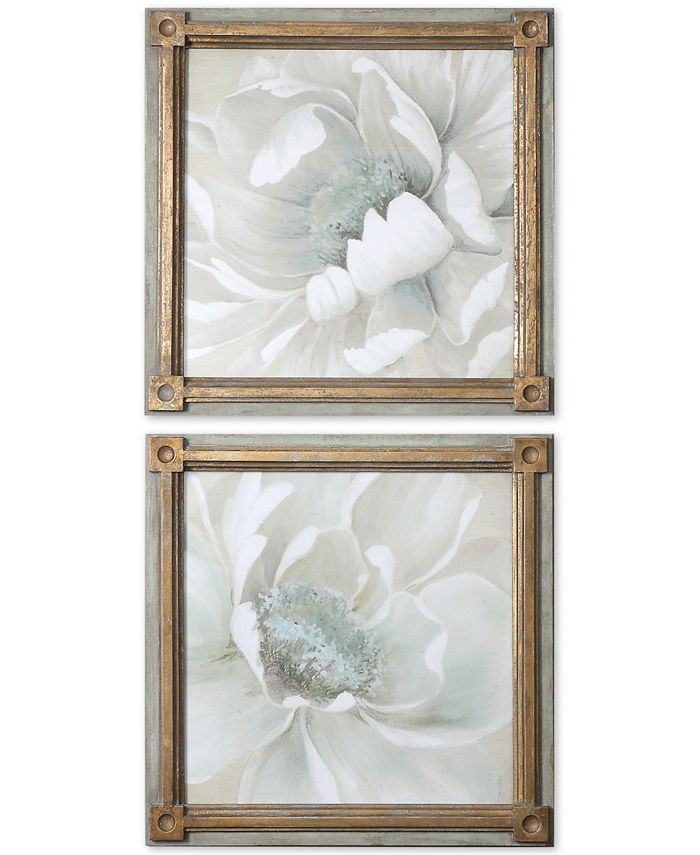 Uttermost Winter Blooms 2-Pc. Floral Wall Art Set - Macy's