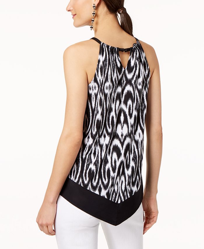INC International Concepts I.N.C. Hardware-Neck Printed Halter Top ...