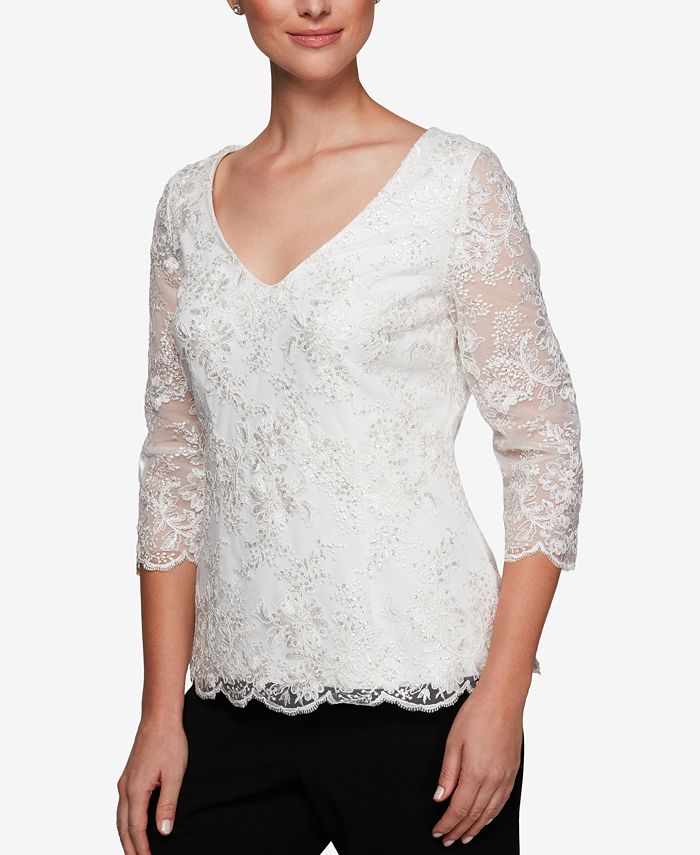 Alex Evenings Sequined & Embroidered Top - Macy's