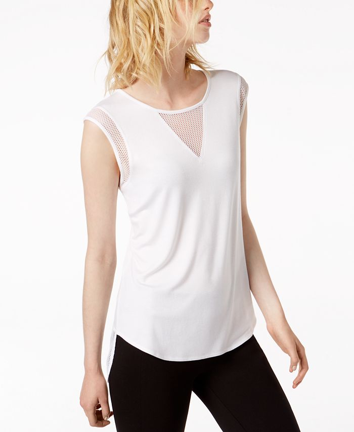 Bar III Mesh-Inset T-Shirt, Created for Macy's - Macy's