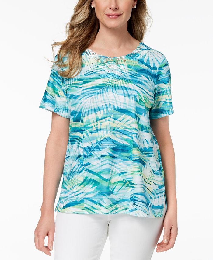 Alfred Dunner Scottsdale Embellished Printed Top - Macy's