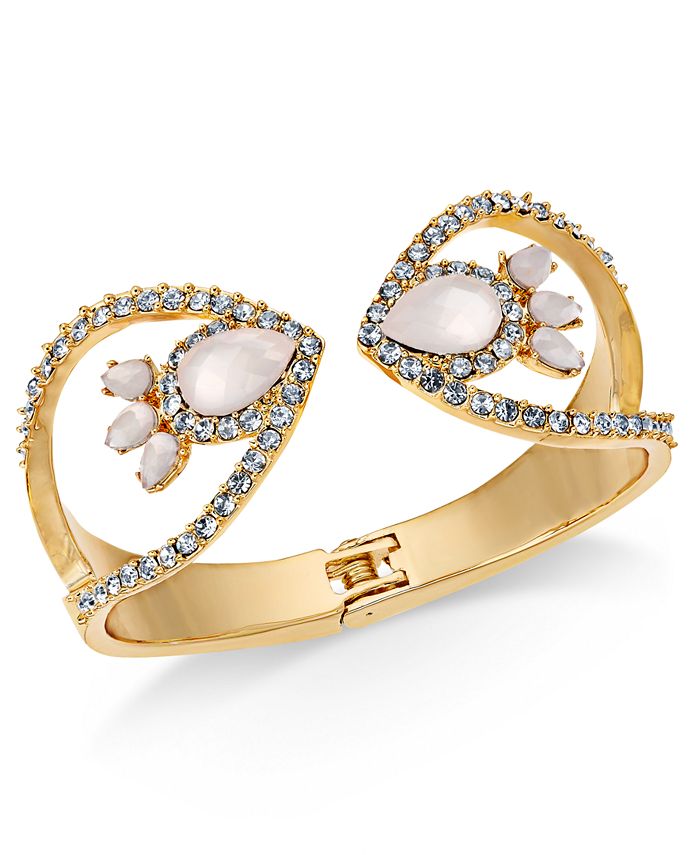 INC International Concepts I.N.C Gold-Tone Stone & Pavé Hinge Cuff ...