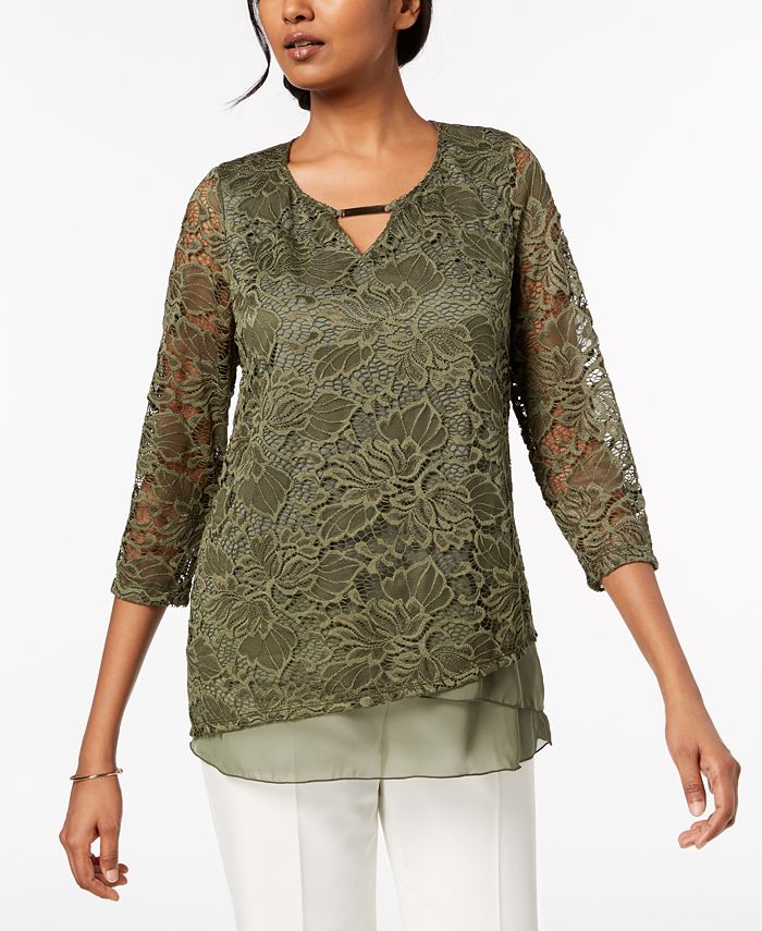 JM Collection Lace Keyhole Top, Created for Macy's - Macy's