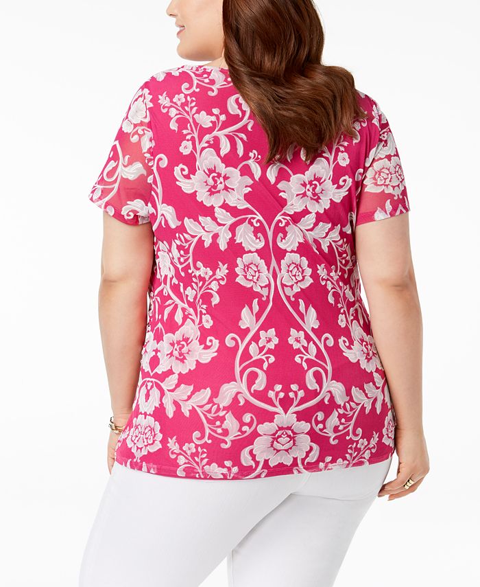 Inc International Concepts I N C Plus Size Side Ruched Print Top