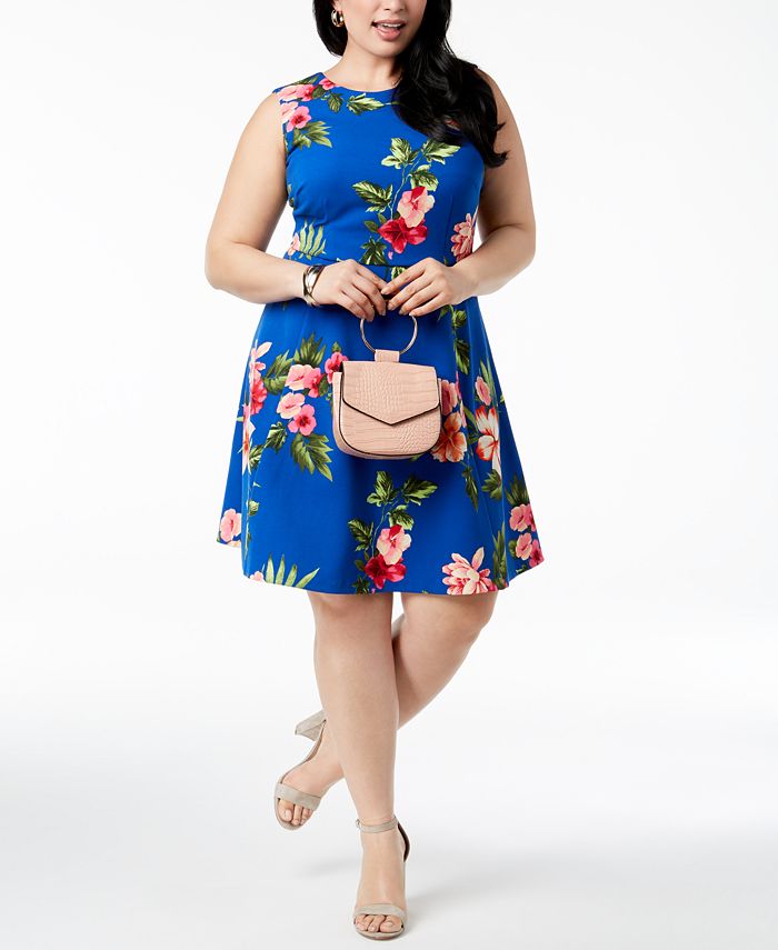 Jessica Howard Plus Size Hawaiian-Print A-Line Dress - Macy's