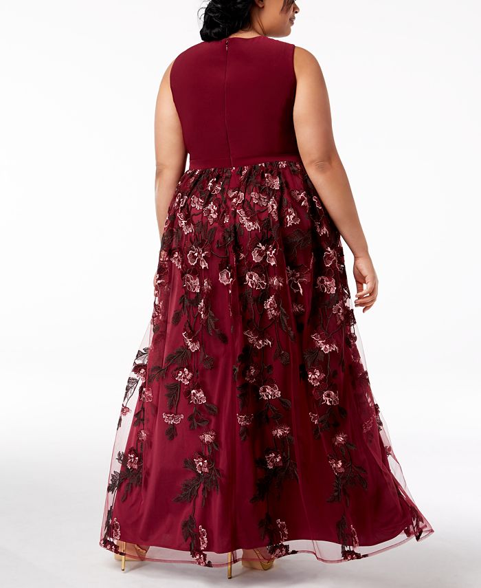 Morgan & Company Trendy Plus Size Embroidered Gown - Macy's
